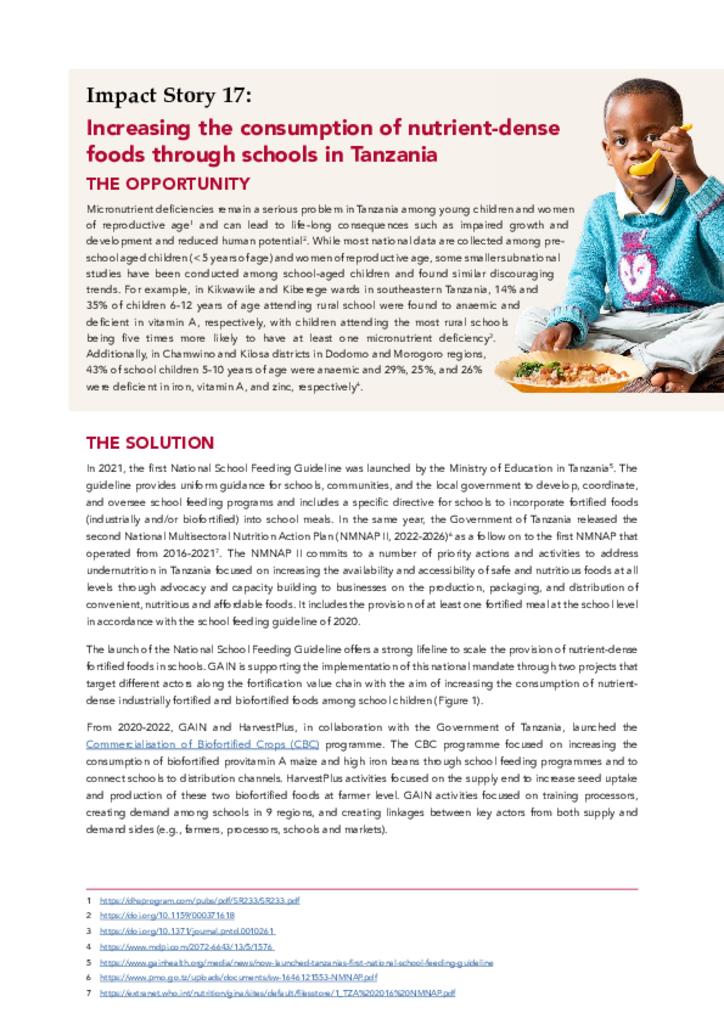 Increasing the consumption of nutrient-dense foods through schools in Tanzania | GAIN